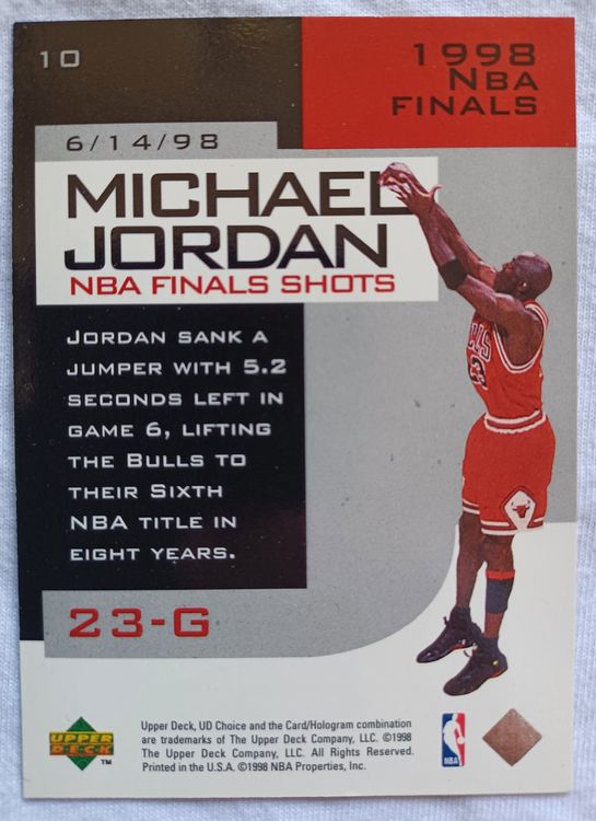 MICHAEL JORDAN NBA Finals Shots 1998 Card | Acheter sur Ricardo
