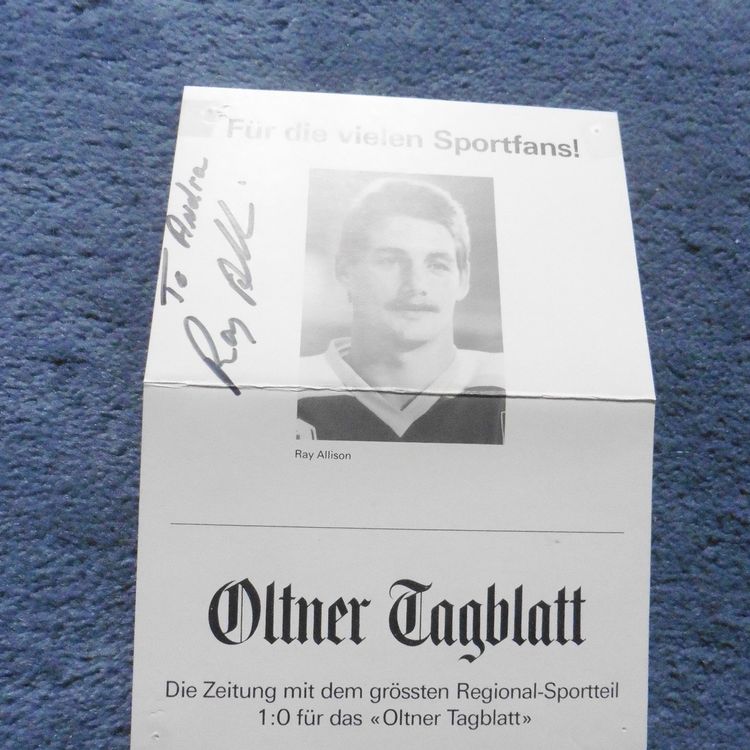 Ray Allison,HC Olten,Foto,Autogramm,Tagblatt,80-er Jahre (Gebraucht) in ...