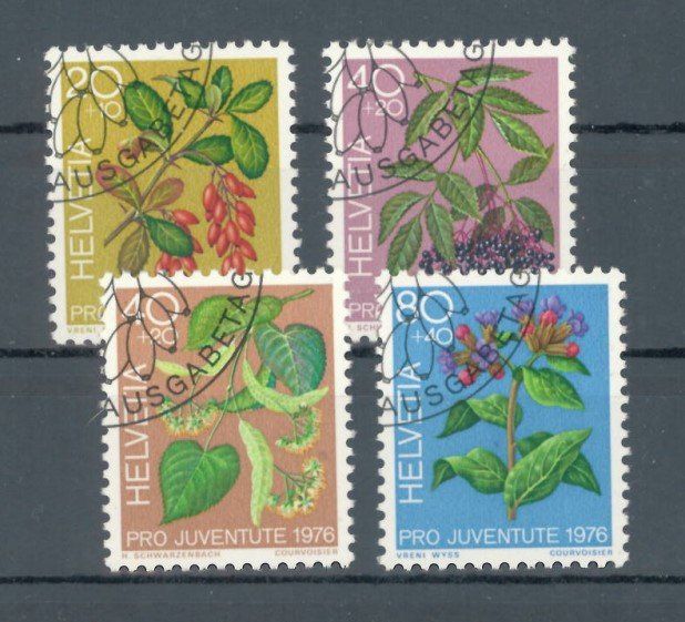 PJ 1976, Heilpflanzen des Waldes, ET-Stempel, Rückseite ** (Gebraucht) in Lupfig für CHF 1 – mit ...