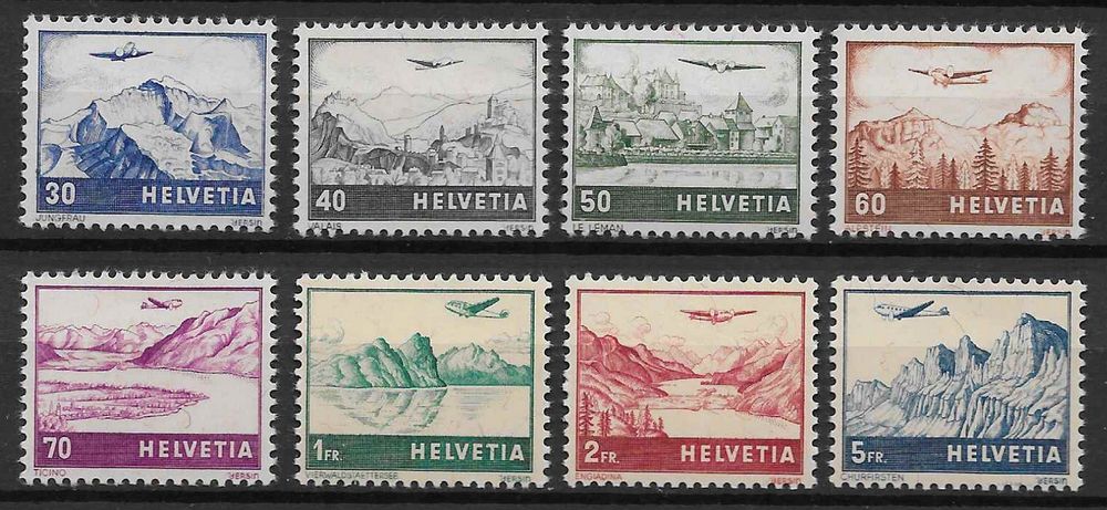 1941: Flugpost Landschaft und Flugzeuge Serie Nr.F27-34 ** | Kaufen auf Ricardo