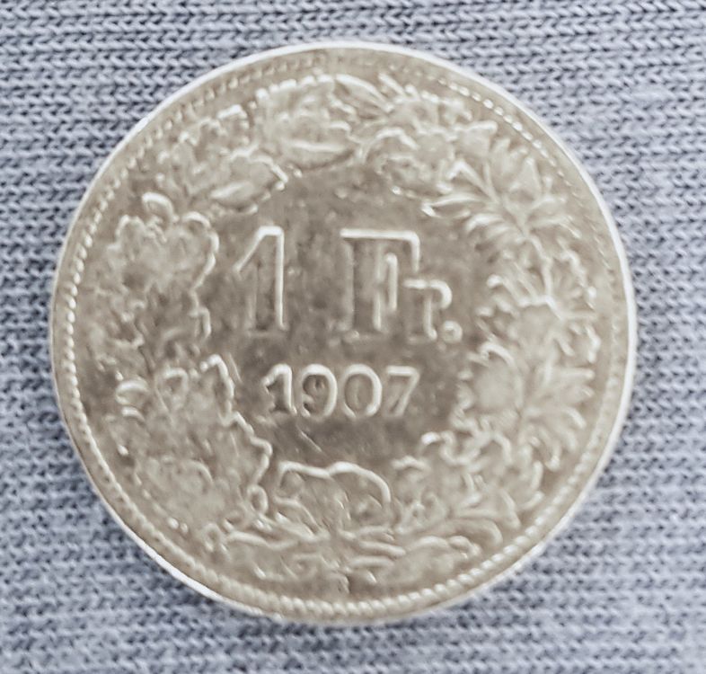 1 Franken 1907 uralte sehr rare Silbermünze ab nur 1 Fr !!! | Kaufen auf Ricardo