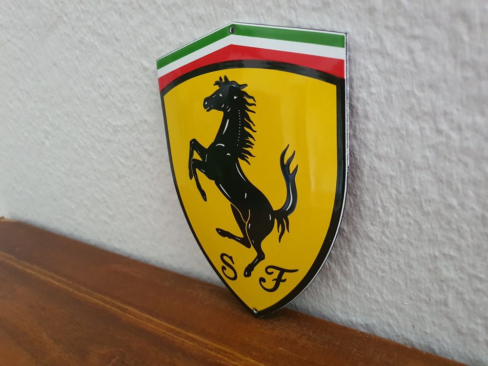 Emailschild Ferrari Wappen Logo Italy Emaille Schild Reklame | Acheter ...