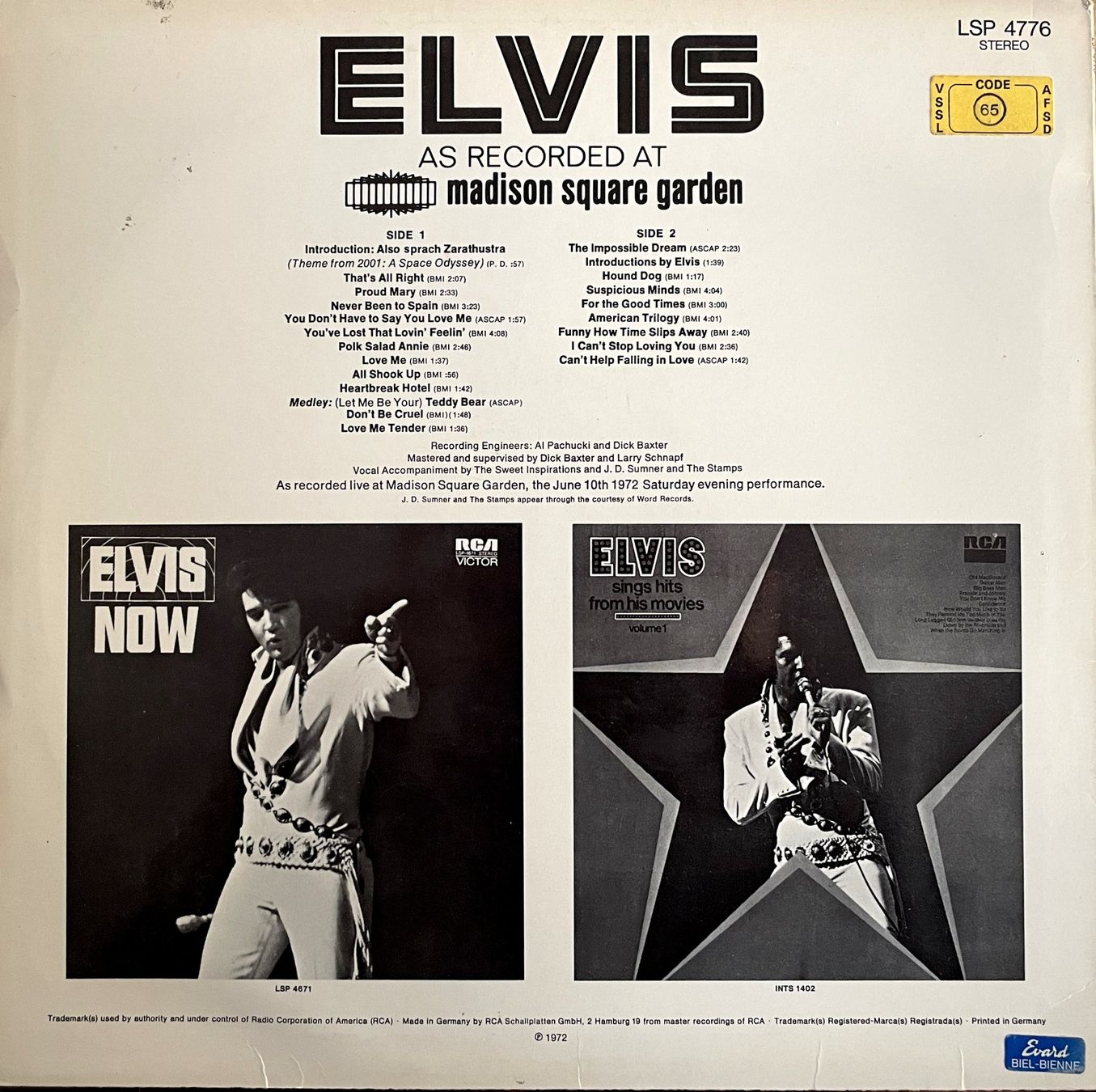 Elvis Presley - As Recorded At Madison Square Garden (Gebraucht) in ...