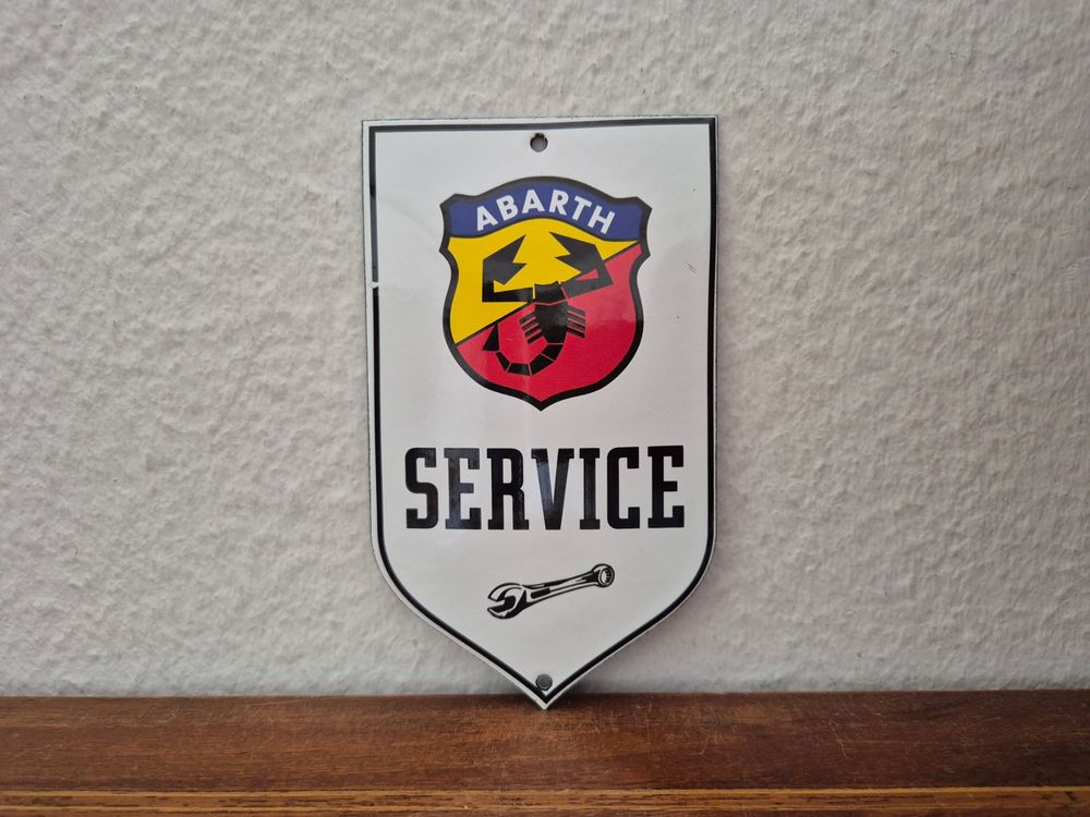 Emailschild Fiat Abarth Service Werkstatt Oil Emaille Schild (Neu ...