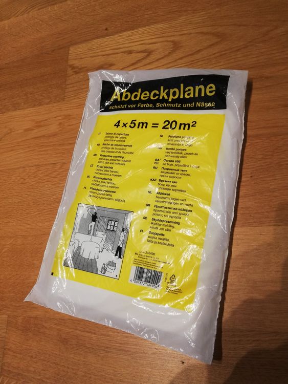 Dünne Abdeckfolie (4 x 5 m = 20 m2) für Malerarbeiten (Neu und ...