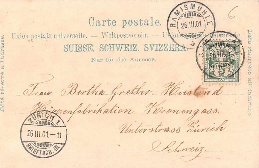 Gruss aus RÄMISMÜHLE 1901, schöne antike LITHO | Kaufen auf Ricardo