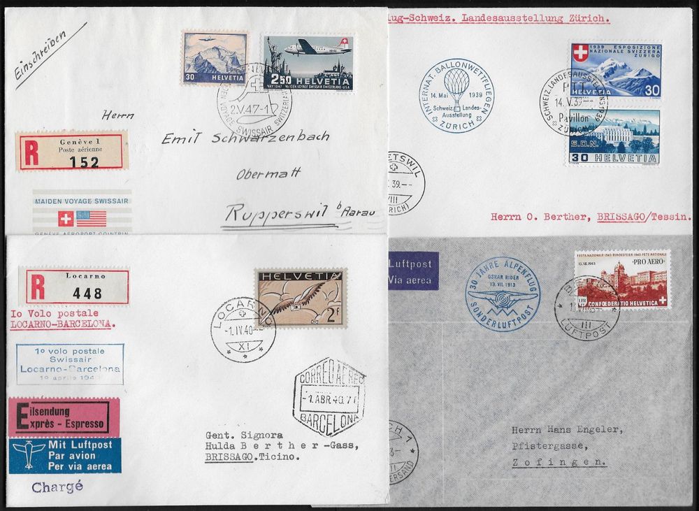 LOT FLUGPOST-BRIEFE ab 1939 saubere Erhaltung selten ab 1.- (Gebraucht) in Zürich für CHF 15 ...