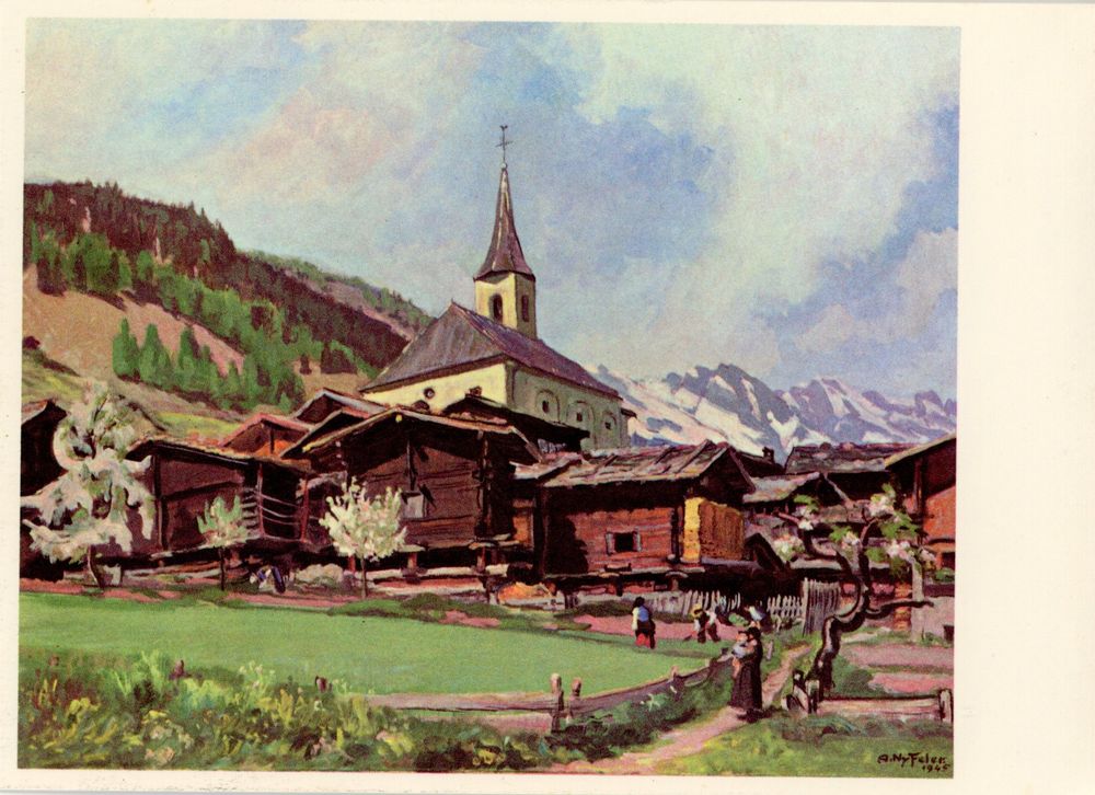 Kippel VS - DORF - Albert Nyffeler Zeichnung um 1945 | Kaufen auf Ricardo