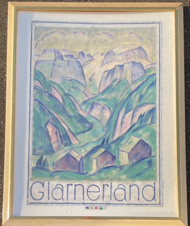 Heinrich Herzig grosses Gouache - Plakat Entwurf Glarnerland (Gebraucht) in Root für CHF 289 ...