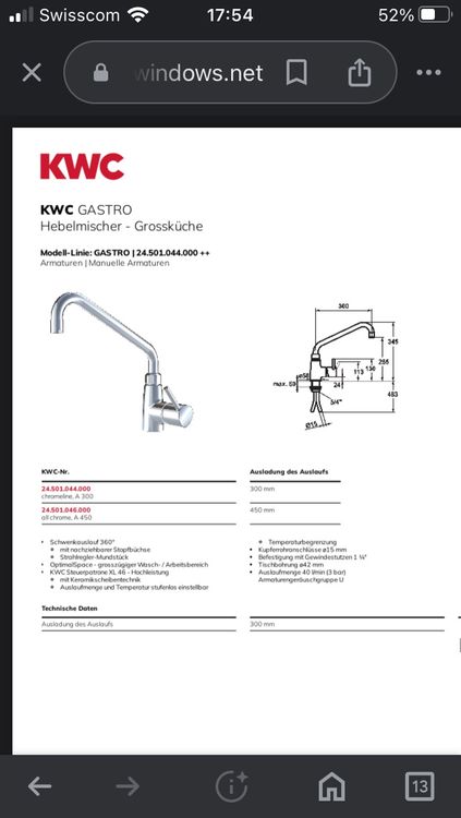 Neuer KWC Gastro Hebelmischer für Grossküche | Kaufen auf Ricardo