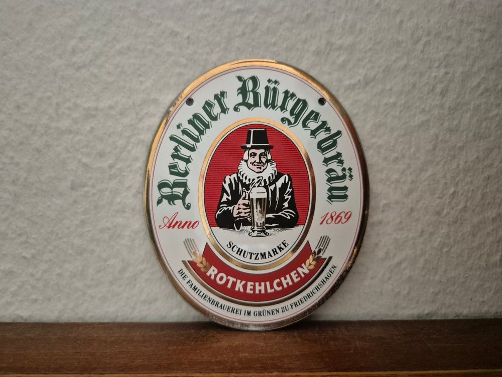 Emailschild Berliner Bürgerbräu Bier Emaille Schild Reklame (Neu ...