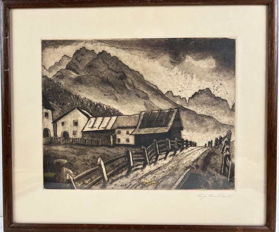 Landschaft Radierug Handsigniert. | Kaufen auf Ricardo