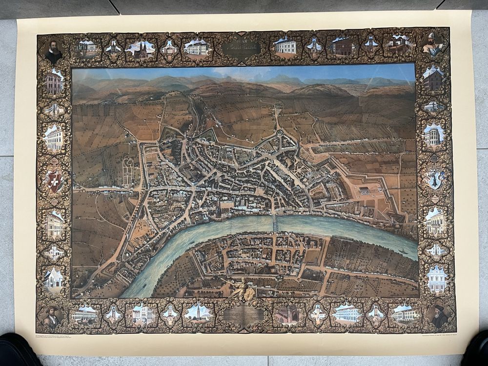 Plan Stadt Basel 1845, Faksimiledruck Frobenius 1987. (Neu (gemäss ...