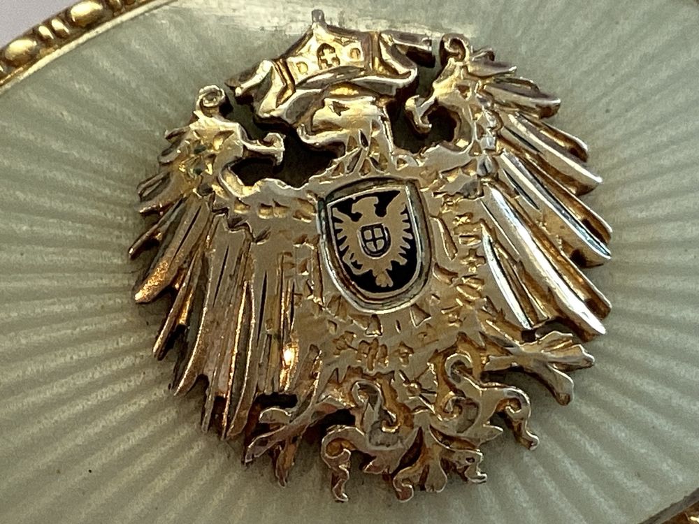Silber Brosche mit Guilloché Emaille und Kaiserlicher Adler (Gebraucht ...