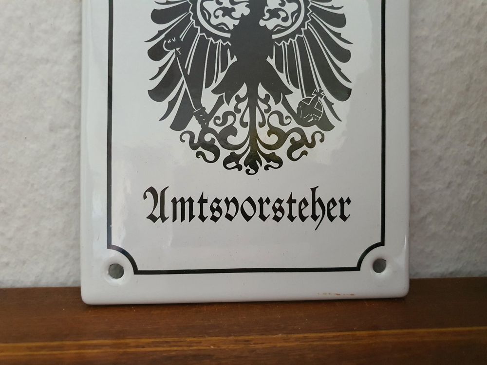 Emailschild Preussischer Amtsvorsteher Emaille Schild Retro | Kaufen auf Ricardo
