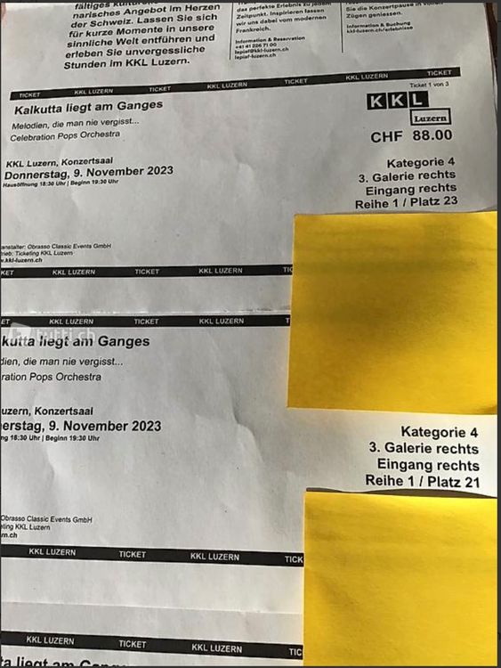 3 Tickets Schlager KKL 9.11 (Neu und originalverpackt) in Emmenbrücke für CHF 130 – nur Abholung ...