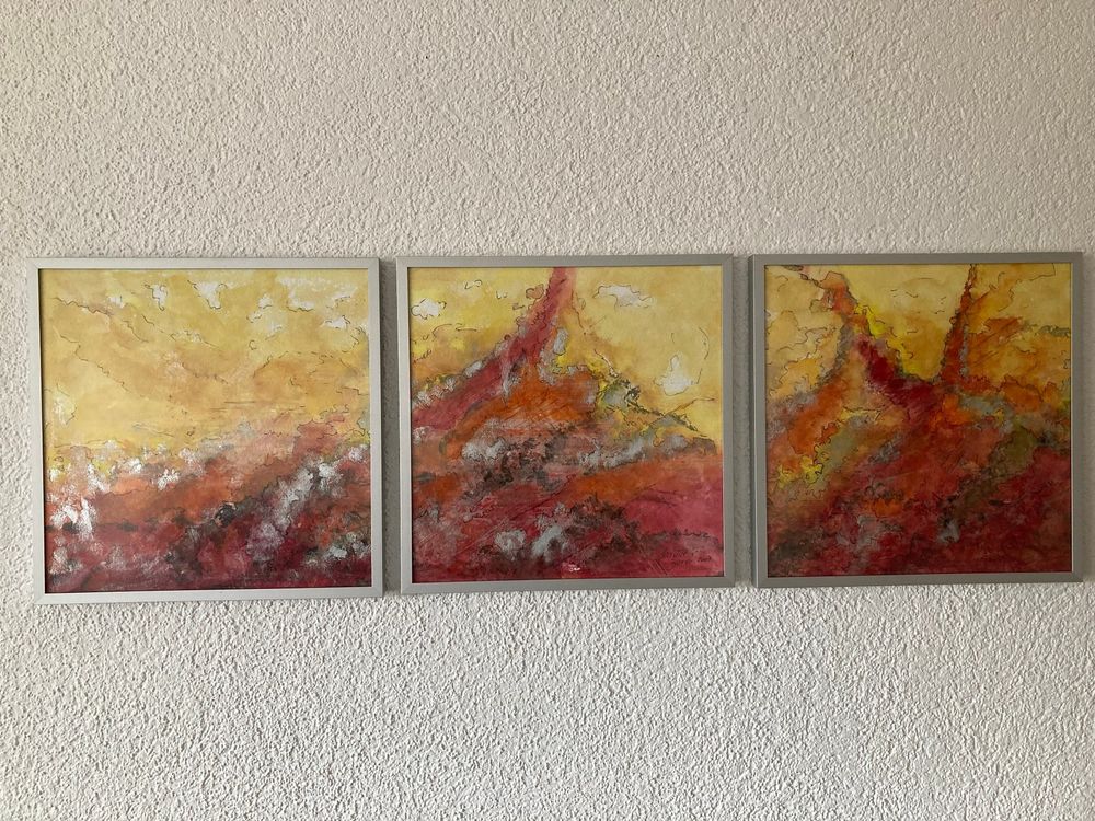 3 schöne Bilder Triptychon hinter Glas (Unikat) | Kaufen auf Ricardo