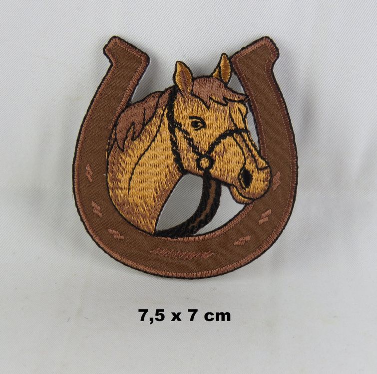 PFERD im HUFEISEN - Aufnäher - Aufbügler - Stickerei 7,5x7cm (Neu und originalverpackt) in ...