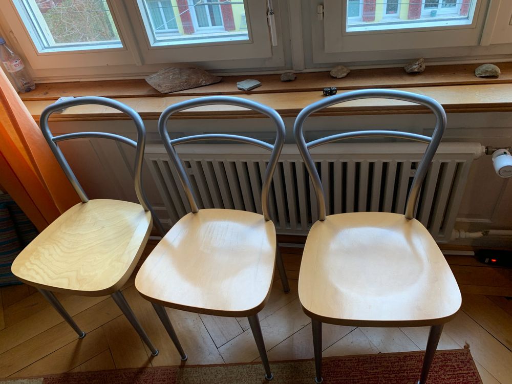 6 Stühle Vintage Design Holz und Alu evtl. Calligaris (Gebraucht) in ...