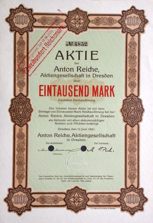 Anton Reiche AG, Dresden - 1921 (Gebraucht) in Solothurn für CHF 5 ...