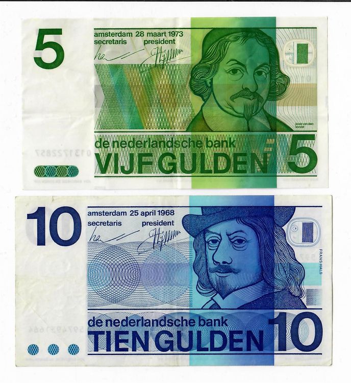 Banknoten Niederlande, 5 + 10 Gulden (Gebraucht) in Landquart für CHF 8 ...
