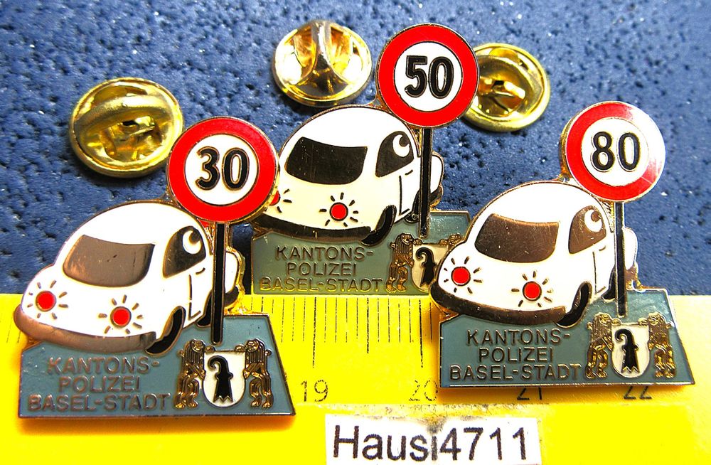 3ER PIN-SET VW KÄFER KAPO BS POLITEI 30 50 80 PINS GLASIERT (Gebraucht) in Ettingen für CHF 2.95 ...