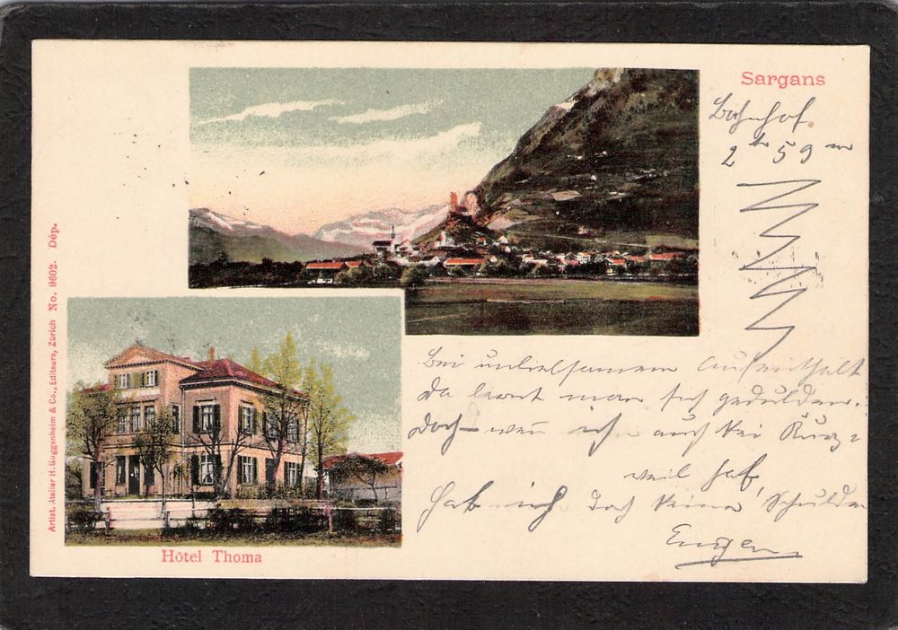 Sargans SG , Hôtel Thoma , gel. 1904 (Gebraucht) in Reichenburg für CHF 19 – mit Lieferung auf ...