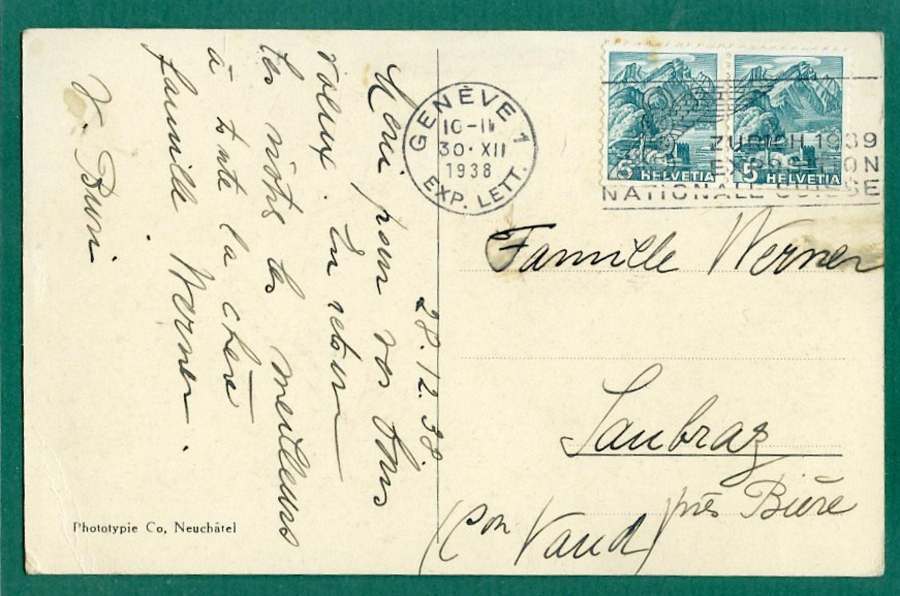 Genève, Partie mit Pont du Mont-Blanc, 1938 (Gebraucht) in Sargans für CHF 1 – mit Lieferung auf ...