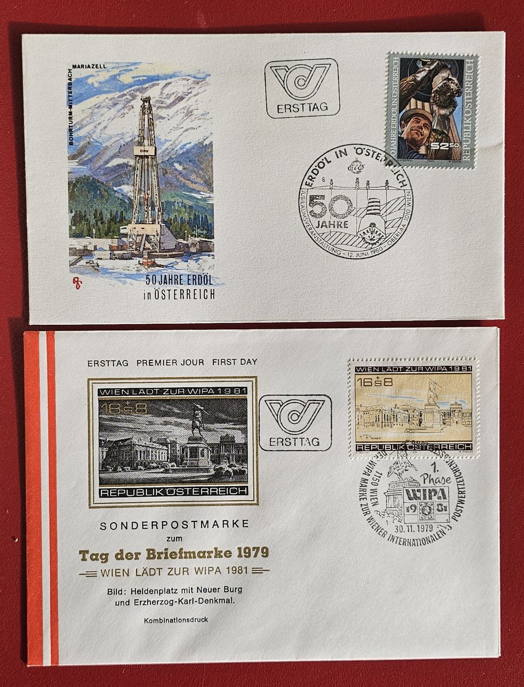 ÖSTERREICH 50 J. ERDÖL 1980 TAG DER BRIEFMARKE WIPA FDC 1979 (Neu (gemäss Beschreibung)) in ...