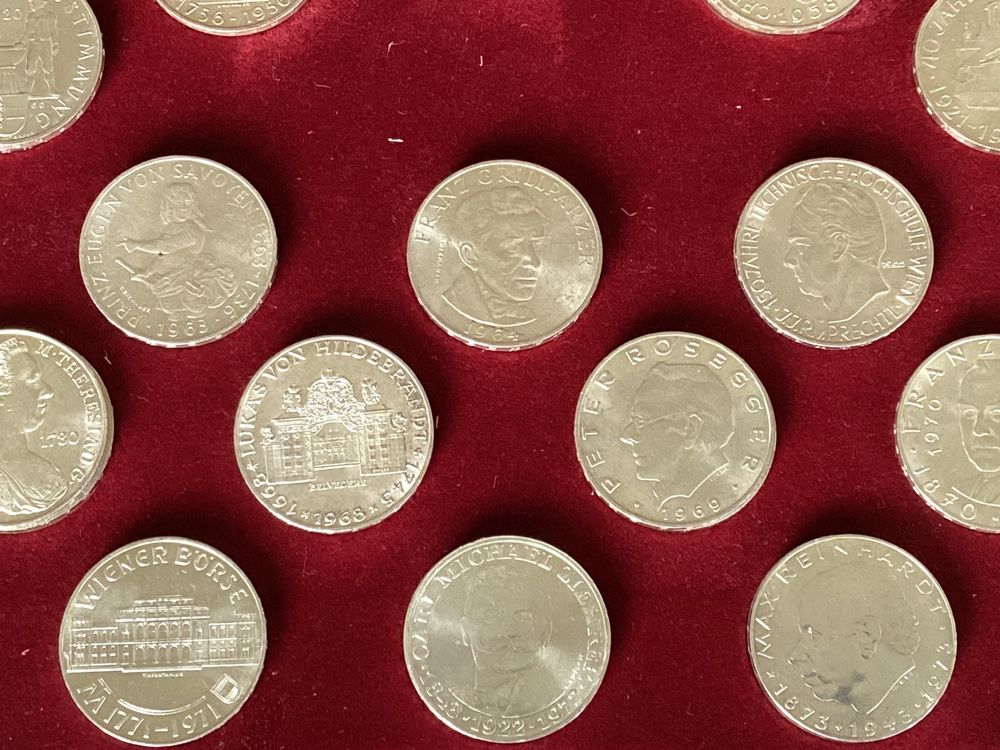 19 x 25 Schilling Silbermünzen komplette Serie von 1955-1973 (Gebraucht ...