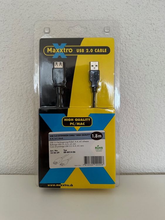 Maxxtro USB 2.0 Verlängerungskabel 1,8m (Neu und originalverpackt) in ...