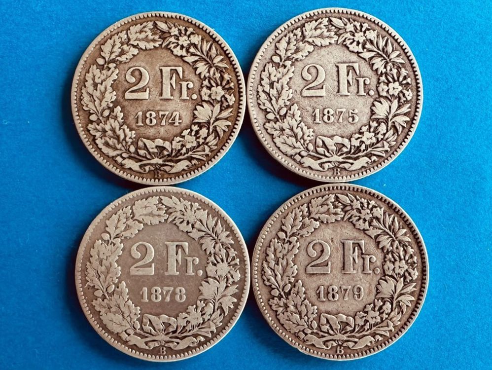 4 x 2 Franken, Serie 1874 bis 1879 bis ss (Gebraucht) in Wettingen für CHF 33 – mit Lieferung ...