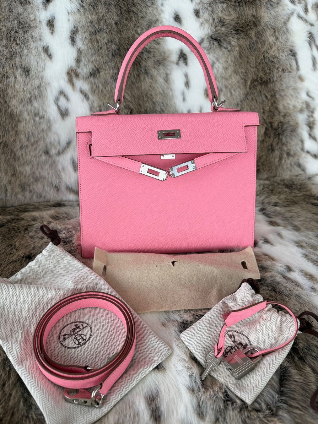 NEU! Hermès Kelly 25 Epsom in Rose Confetti - Full Set (Neu und ...