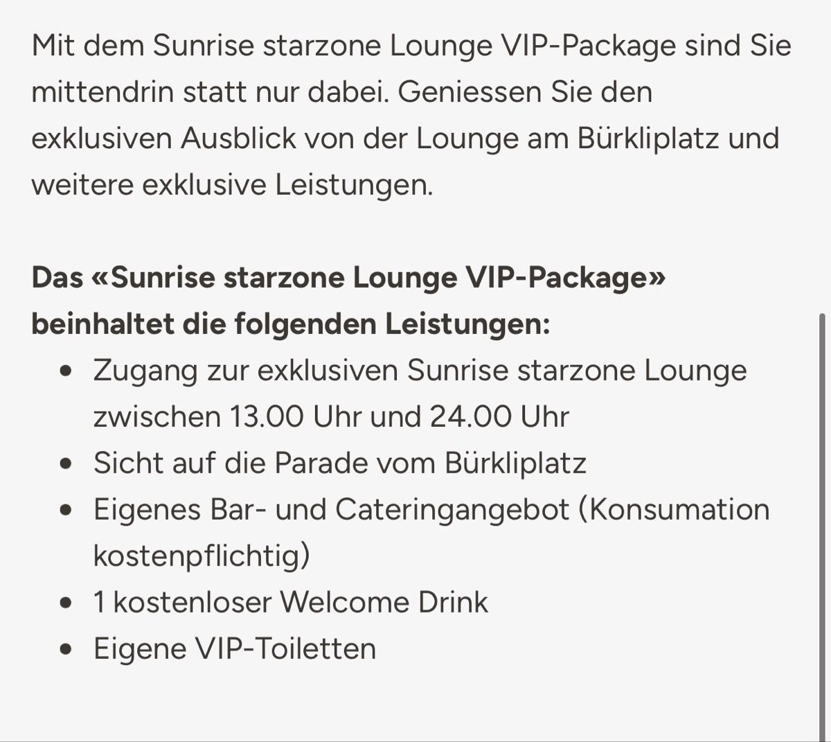 2x Sunrise starzone Lounge Ticket Streetparade Zürisee 2026! (Neu und ...