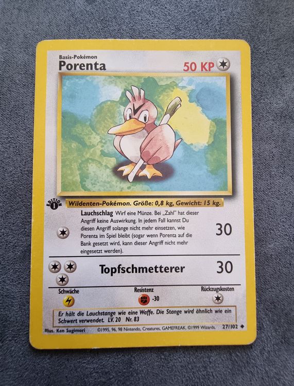 Pokémon Porenta First Edition Base Set 27/102 DE (101) | Kaufen auf Ricardo
