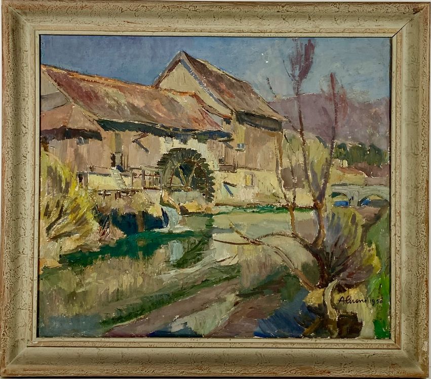August Cueni (1883-1966) grosses Gemälde / Wassermühle (Gebraucht) in ...