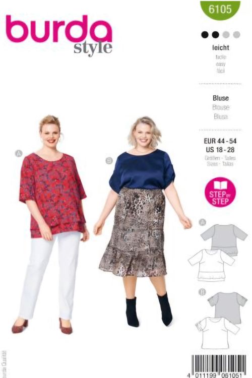 Burda Schnittmuster 6105 Bluse 44 bis 54 (Neu und originalverpackt) in ...