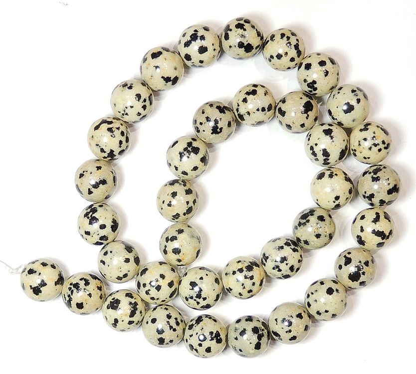 1 Strang natürliche Dalmatiner Jasper Perlen 10 mm | Kaufen auf Ricardo