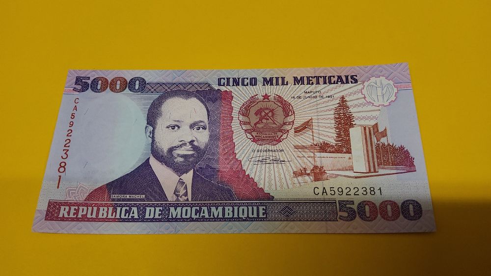 Mozambique 5000 Meticais Banknote, Jahr 1991 (Neu und originalverpackt ...