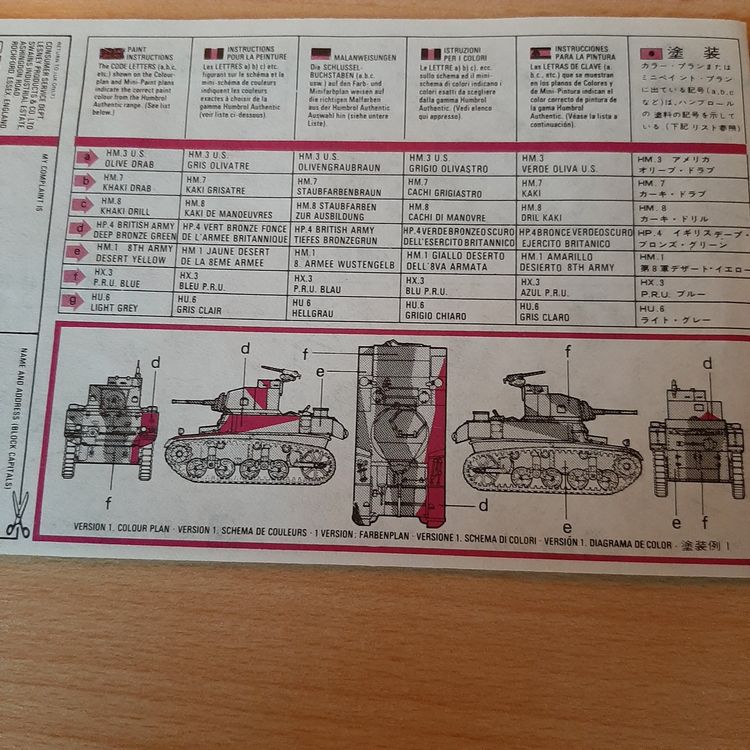 D 201 . Stuart Mk I / M3A1 Light Tank . Matchbox PK-84 Decal (Gebraucht ...