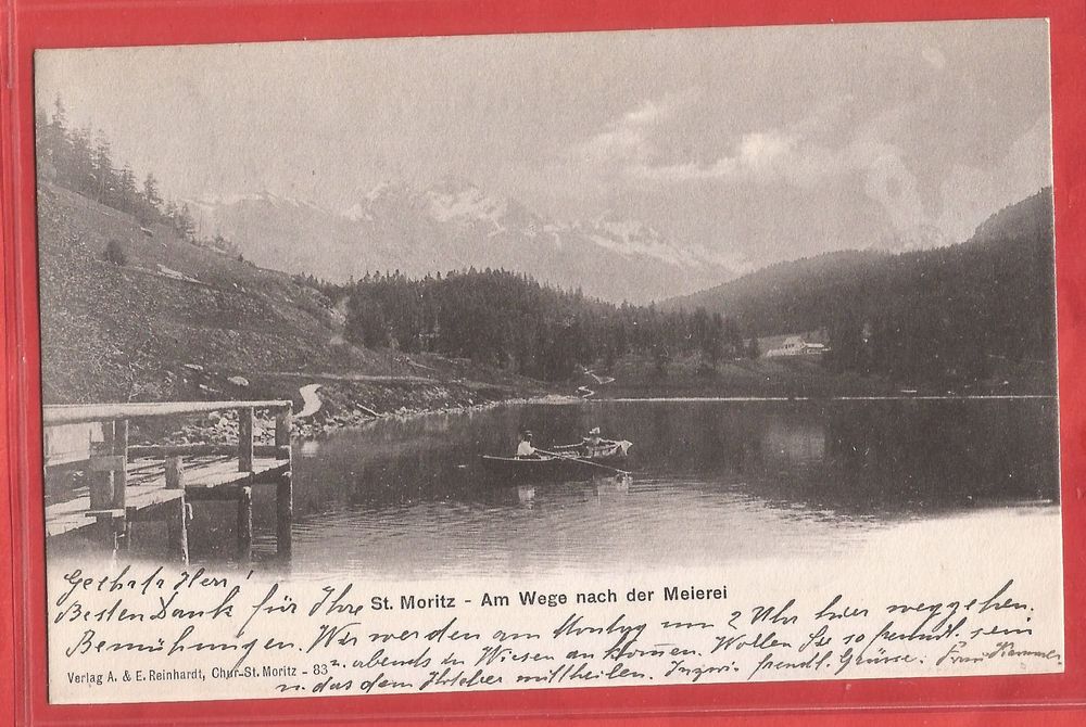St. Moritz - See mit Boot am Wege nach der Meierei - 1906 | Kaufen auf ...