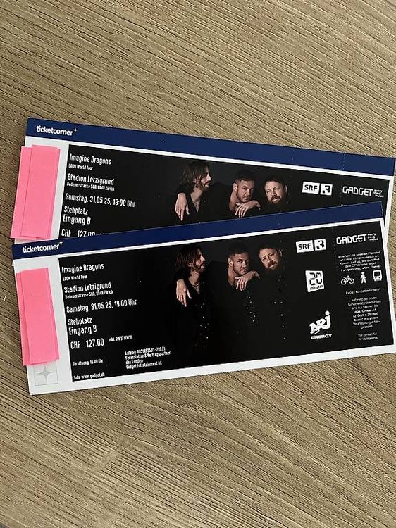 2 Tickets Imagine Dragons STEHPLÄTZEN 31.05.25 ZÜRICH (Neu (gemäss Beschreibung)) in Möhlin für ...