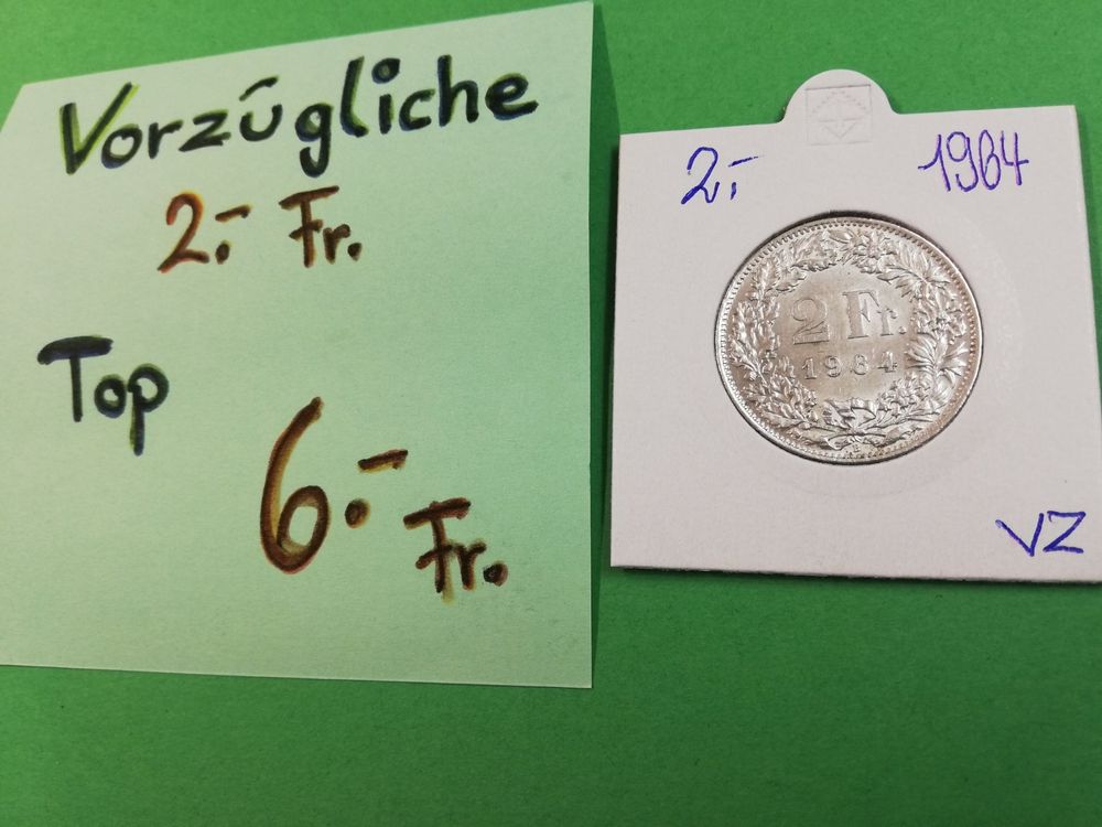 schöne 2 Franken Silbermünze 1964 Top! VZ! | Kaufen auf Ricardo