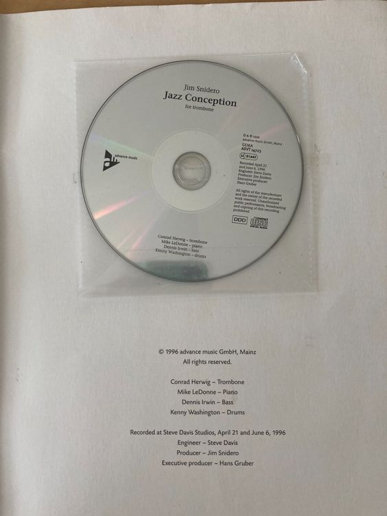 Jazz Conception jim Snidero Trombone 21 solo etudes incl.CD (Gebraucht ...