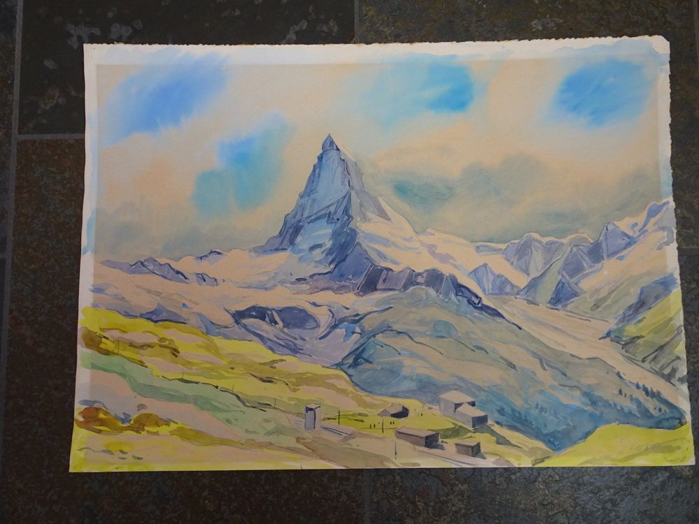 Aquarell Matterhorn Signiert von 1955 | Kaufen auf Ricardo