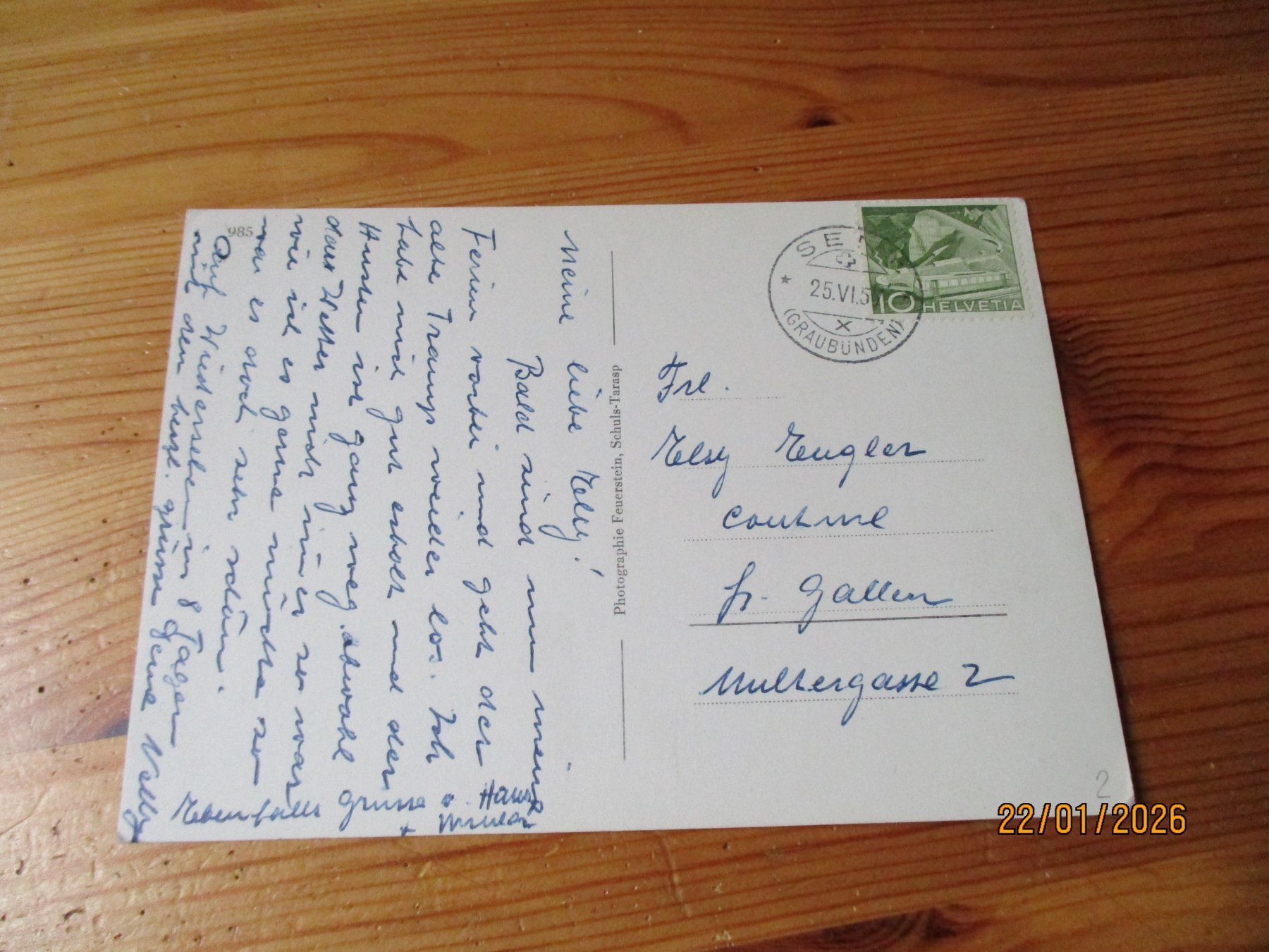 Sent Engadin Postkarte (Gebraucht) in Felsberg für CHF 1 – mit ...