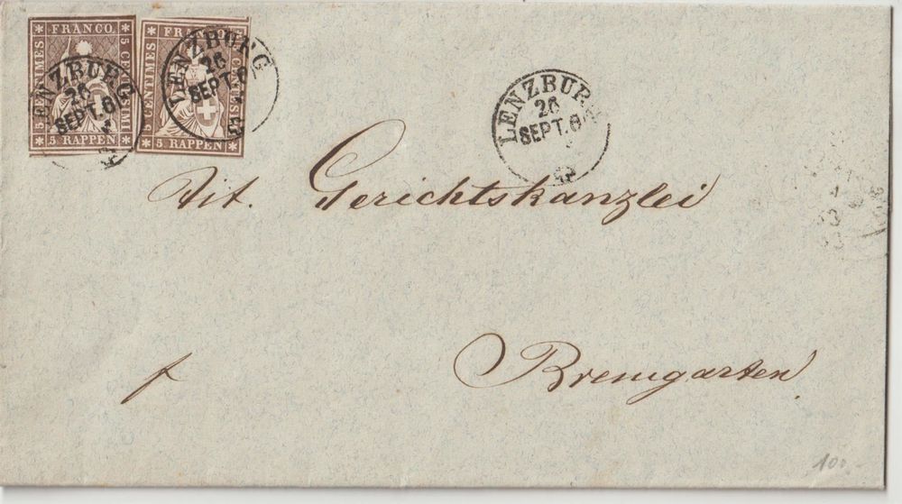Lettre avec 2 Strubel Lenzburg Bremgart (Gebraucht) in Biel/Bienne für ...