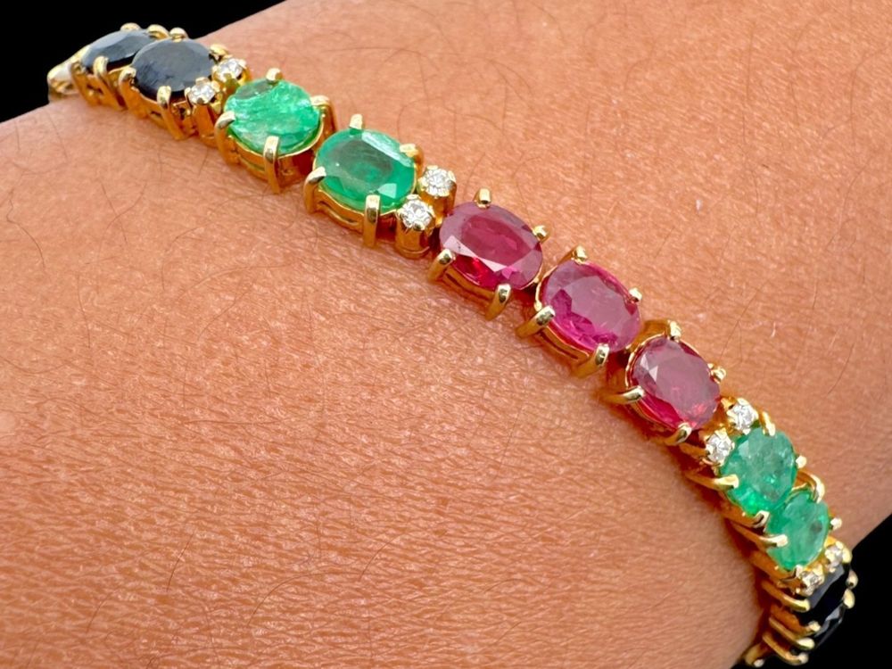 MultiGem Armband Smaragde Rubine Saphire Brillant 14k *S2292 (Gebraucht ...