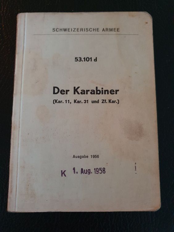 DER KARABINER REGLEMENT 53.101 D VON 1. AUGUST 1958 (Gebraucht) in Biel/Bienne für CHF 5 – mit ...