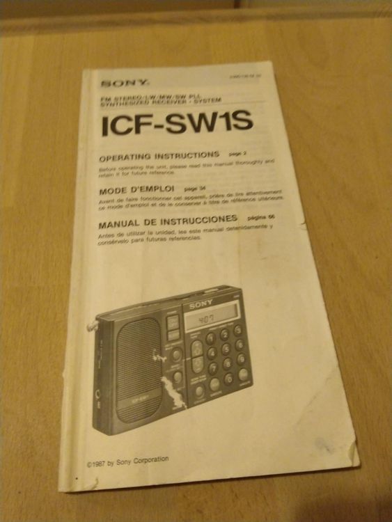 SONY ICF - SW1S Bedienungsanleitung | Kaufen auf Ricardo